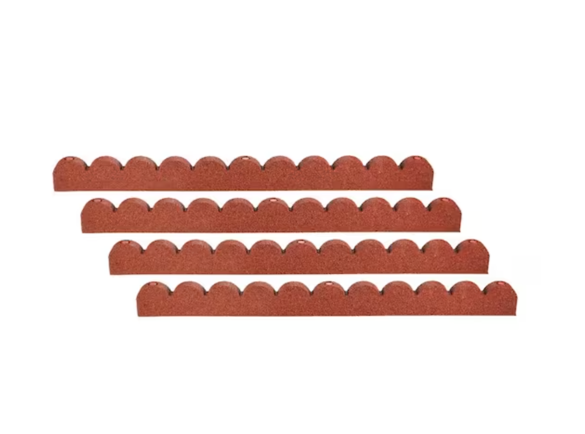 Red Scallop Edger Bricks Garden Edge 34IN CORNER SCALLOP PAVESTONE