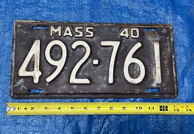 1940 40 MASSACHUSETTS MA MASS LICENSE PLATE TAG #492-761 | eBay