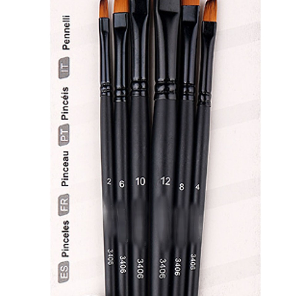 6Pcs Acrylic Paint Brush Set Nylon Hair Brushes Oil Watercolor Painting ...