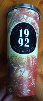 Dutch Bros Brothers Coffee 28 oz Palm Trees 1992 Metal Travel Mug ...