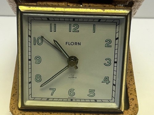 Vintage FLORN 1955 Wind-up Travel Alarm Clock West Germany Gold Tone ...