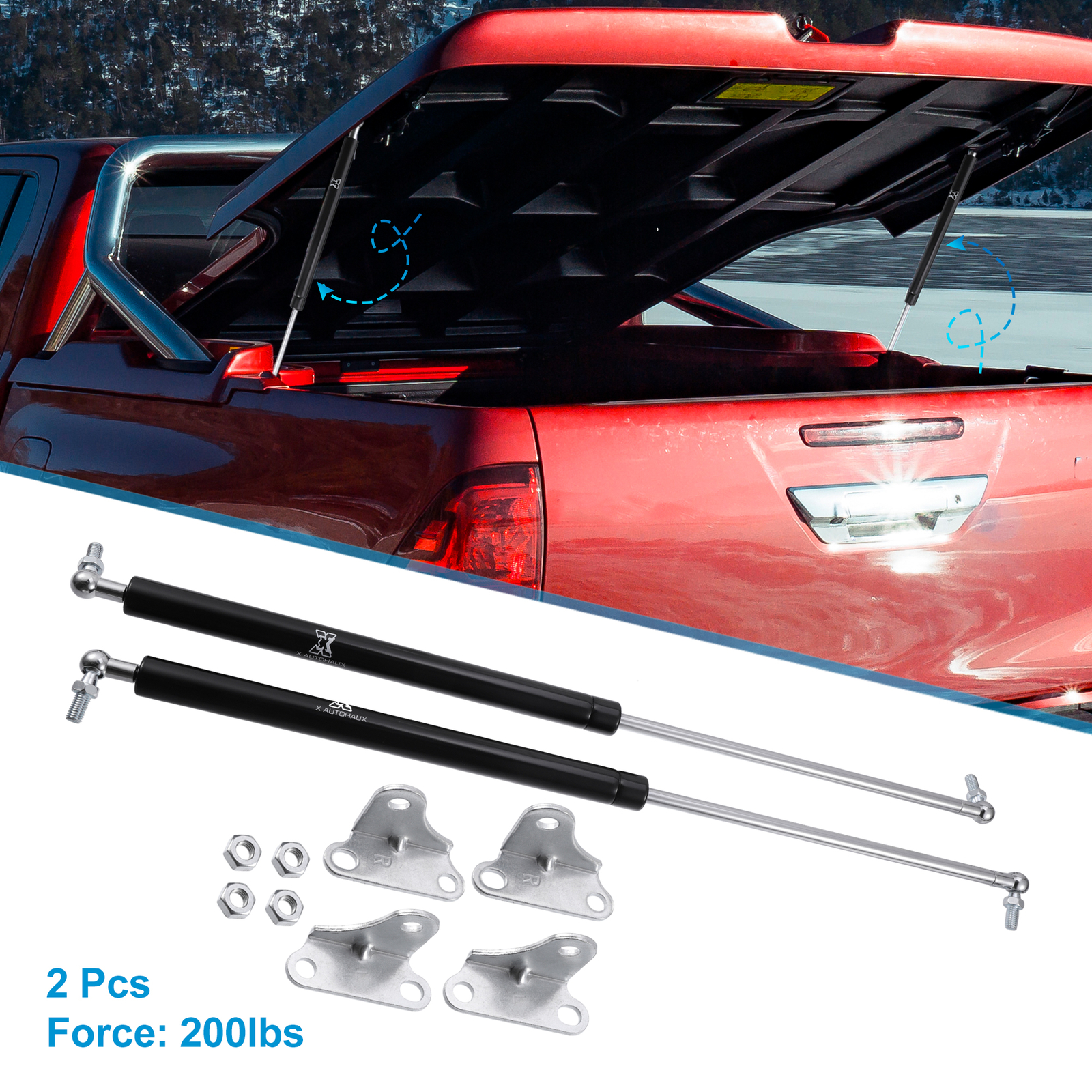 2Pcs 23inch 200lbs Universal Hood Lift Supports Gas Shock Struts ...
