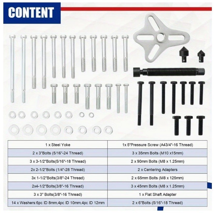 46pcs Harmonic Balancer Gear Puller Tool Kits Steering Wheel Crank ...