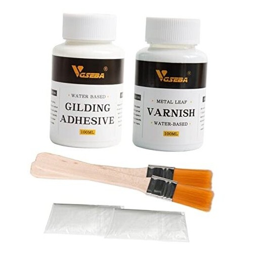Gold Leaf Adhesive, 6.8oz Gilding Adhesive Set, Metal 100ml Glue+100ml ...