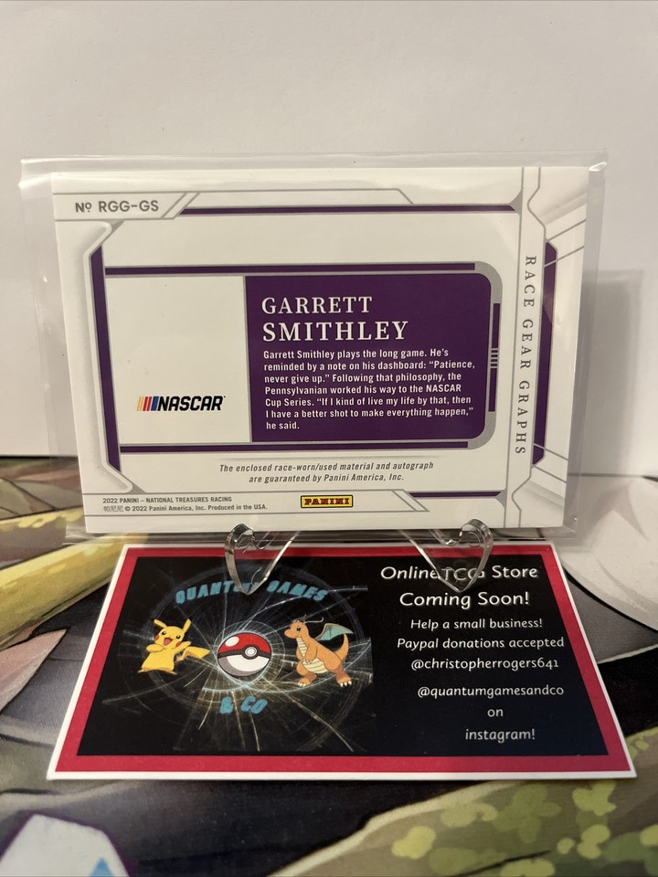 Garrett Smithley 2022 National Treasures Racing Race Gear Graphs Patch ...