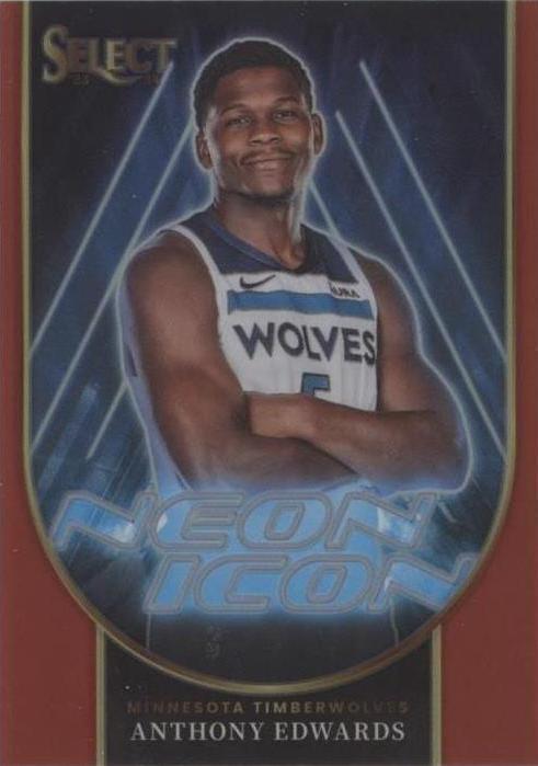 2023-24 Panini Select - Neon Icons Anthony Edwards #5 Red Prizm for ...