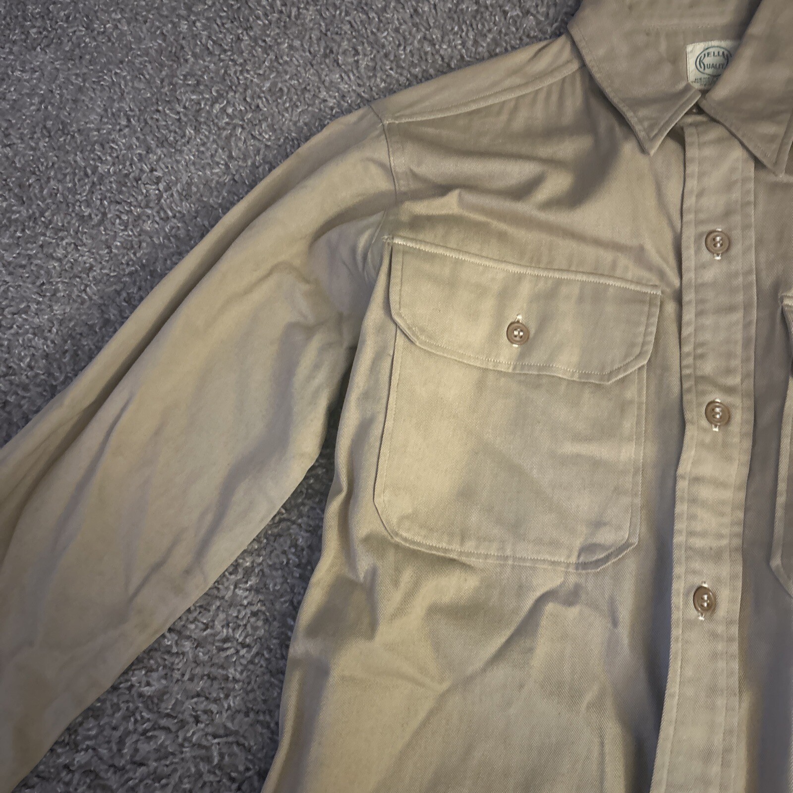 VINTAGE US ARMY SHIRT~Khaki Tan Uniform Shirt~STAR CLOUD PATCH | eBay