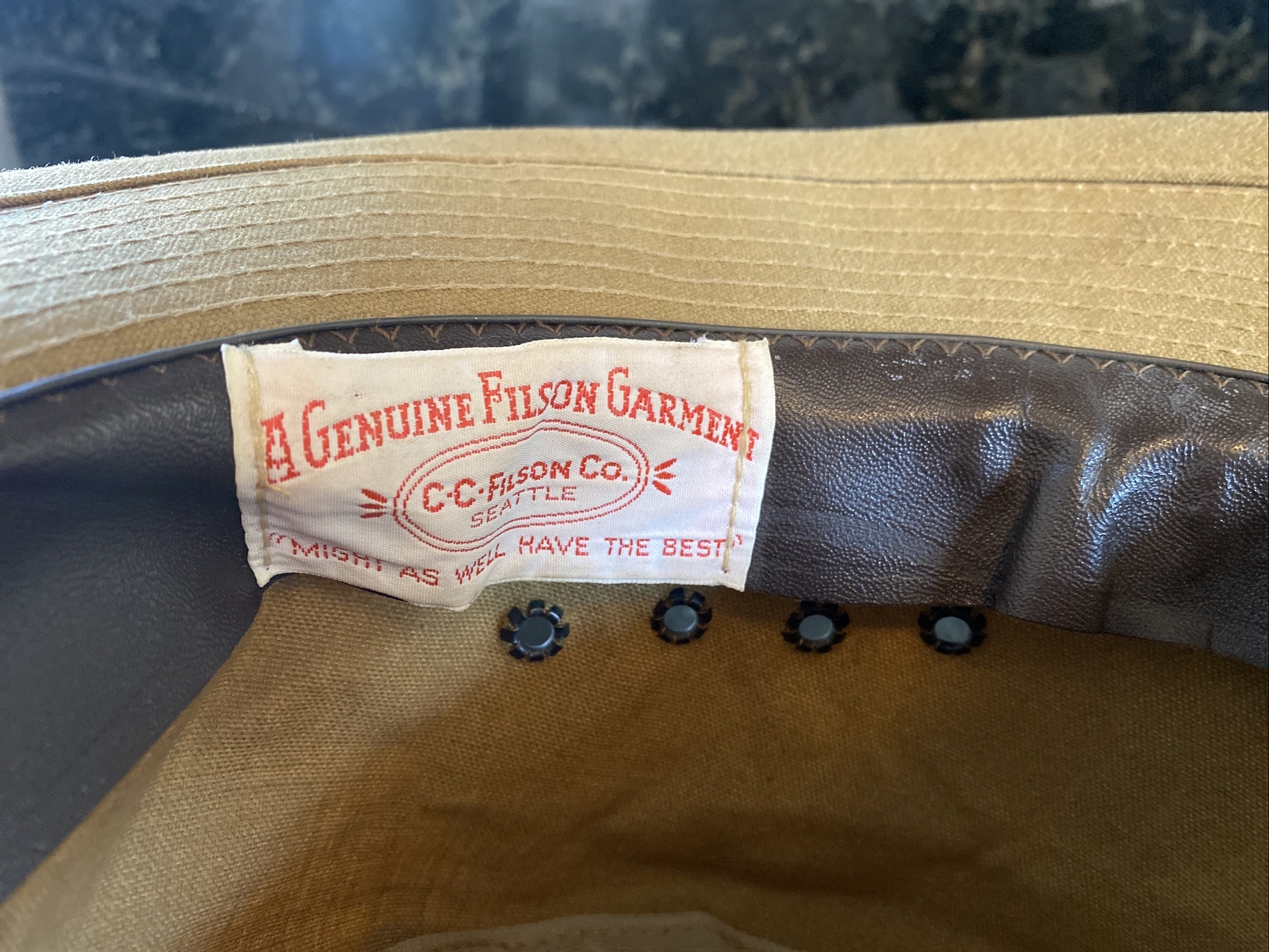 Vintage CC Filson Tin Cloth Bush Hat Packer Waxed Cotton Canvas Leather ...