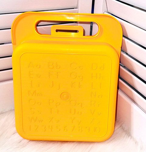 NEW Vintage Vintage Tupperware Alphabet Stencil Case Yellow Lunch Box ...