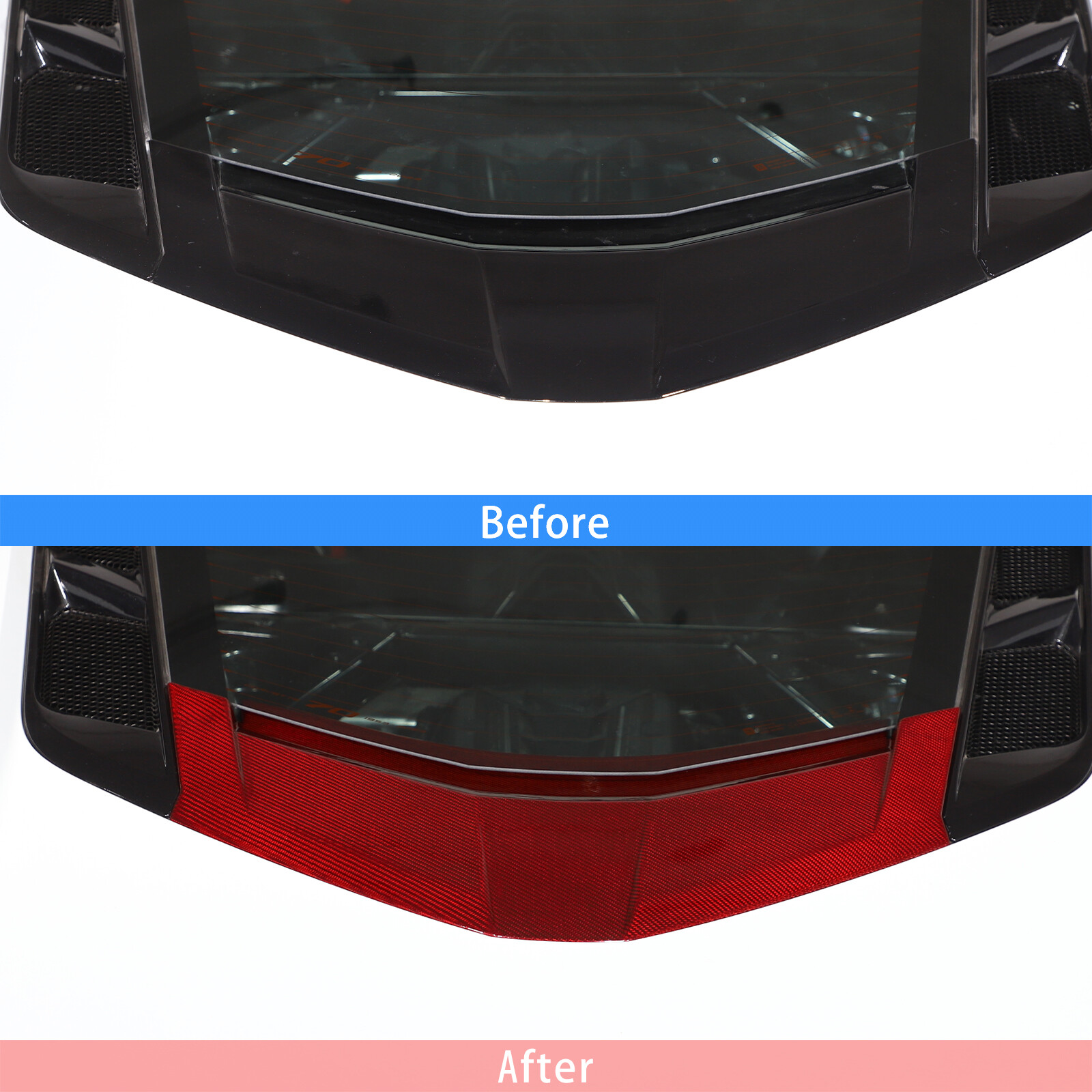 Red Carbon Fiber Rear Window Lower Trim Cover For Corvette C8 Coupe ...