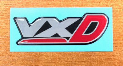 VXD Chrome & Red Sticker/Decal 80mm HIGH GLOSS DOMED GEL FINISH ...