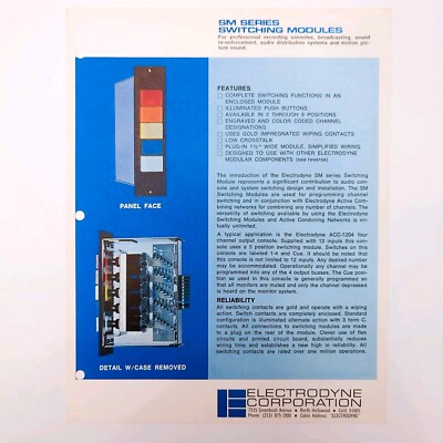 Electrodyne Corporation SM Series Switching Modules brochure Ad audio ...