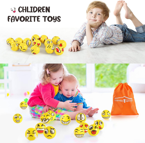 LovesTown Mini Stress Balls, 36PCS 2Inch Smiley Face Squeeze Balls ...