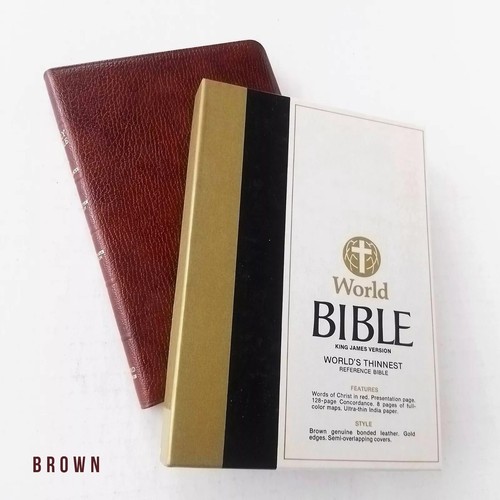 World Bible BROWN GENUINE BONDED LEATHER World's Thinnest Reference ...