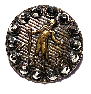 Antique FOP Metal Picture Button Victorian French Dandy Cut Steel Rim 5 ...