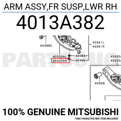 4013A382 Original Mitsubishi brazo Assy, FR SUSP, LWR RH | eBay