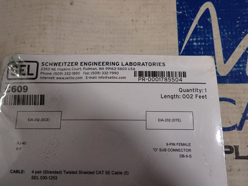 New Schweitzer Engineering SEL C609 C609-002 2 Foot Cable | eBay