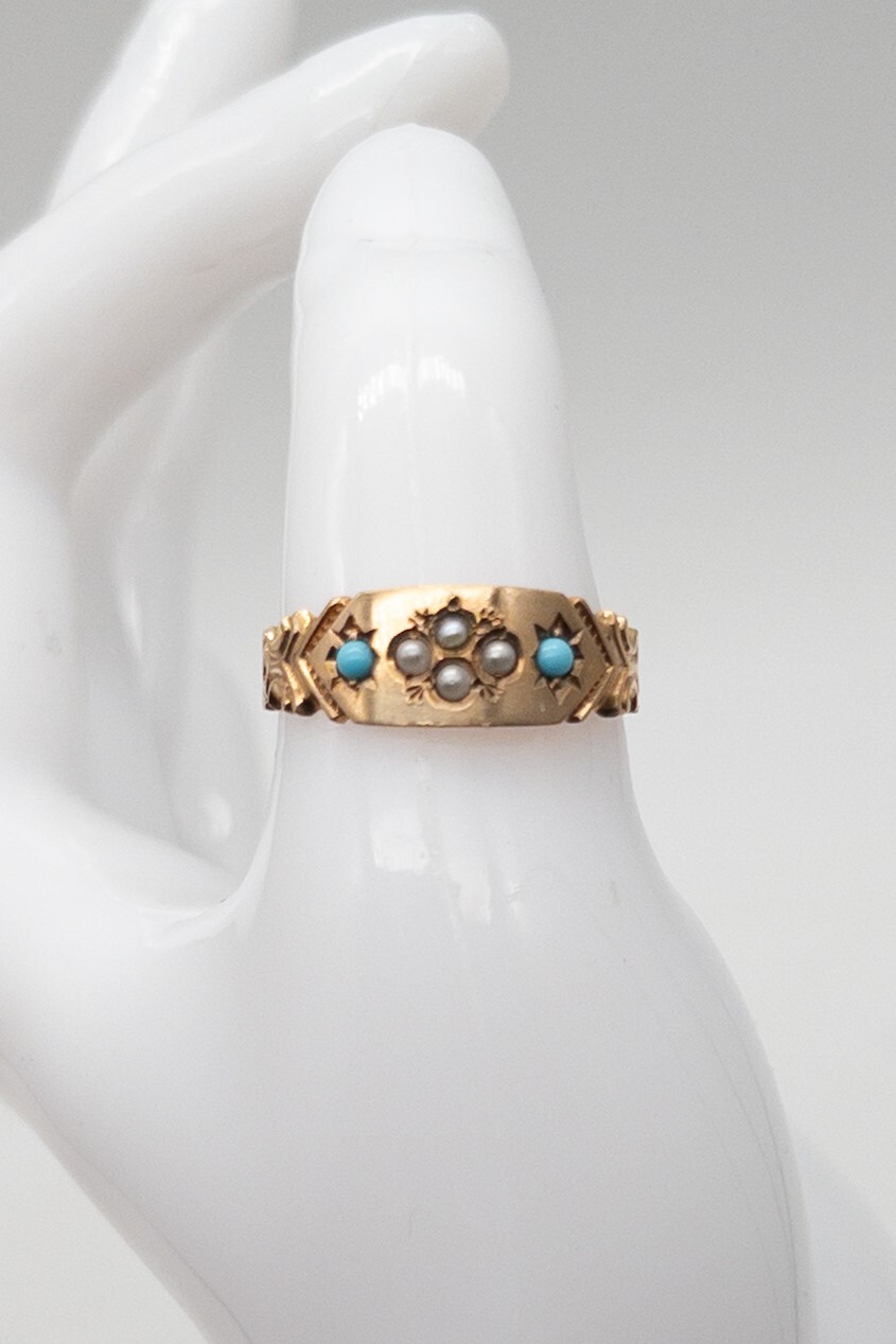 Antique Victorian 1870s SKELETON KEY Turquoise Pearl … - Gem