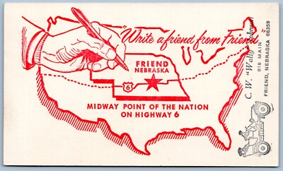 Postcard NE Friend Nebraska Write A Friend Midway Point Of Nation ...