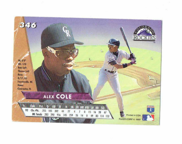 Alex Cole Colorado Rockies OF #346 Fleer Ultra 1993 #Baseball Card | eBay