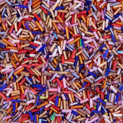 10000pcs/450g Colorful Glass Bugle Tiny Beads Tube Smooth Loose Bead ...