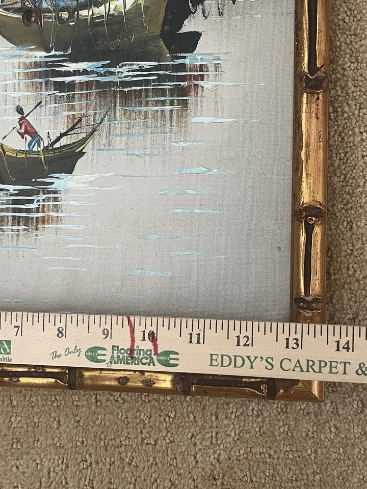 Three Vntg Asian Hong Kong China Oil Paintings Bamboo Sty Framed -2 ...