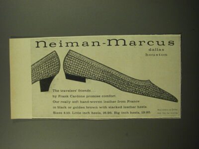 1959 Neiman-Marcus Shoes by Frank Cardone Ad - The travelers' Friends ...