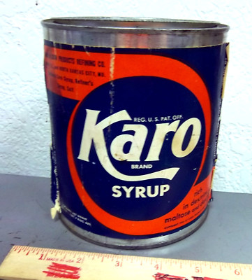 Vintage Karo Syrup 5 pound tin, Great graphics & colors, empty, Paint ...
