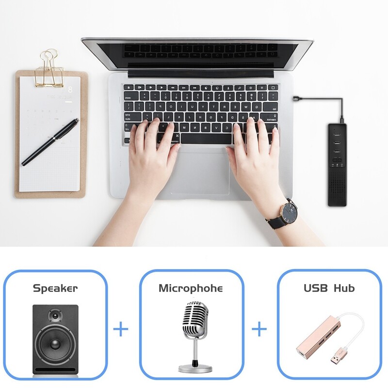 3 in 1 Computer Speakers with Microphone & USB Conference Speaker ...
