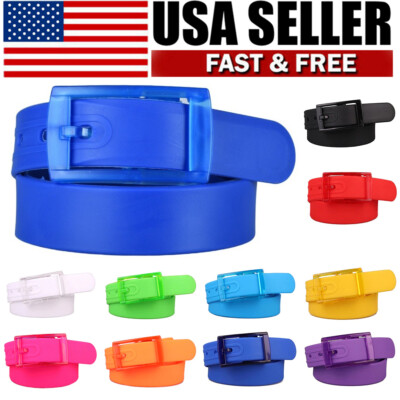 Adjustable Cut to Fit Rubber Plastic Jelly Silicone Casual Belt With ...