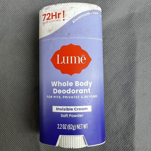 LUME Whole Body Deoderant Invisible Cream Soft Powder Aluminum Free 2.2 ...