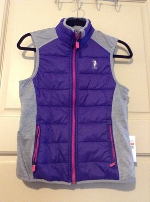 Women's USPA Polo Vest $44 Nwt Gray Purple Size Small S Active Sport ...