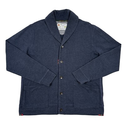 Robert Graham Cardigan Sweater Men’s Size XL Navy Blue Shawl Collar ...