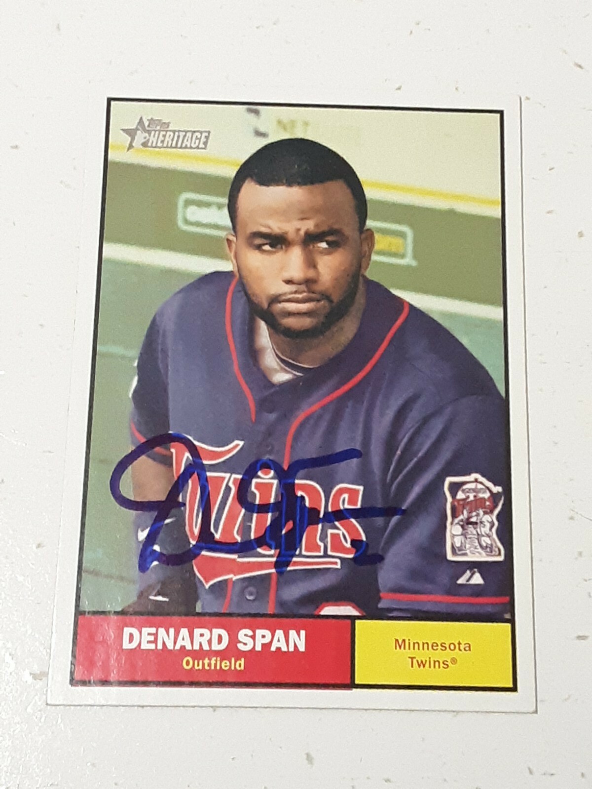 Denard Span Minnesota Twins 2010 Topps Heritage Autograph Card #186 ...