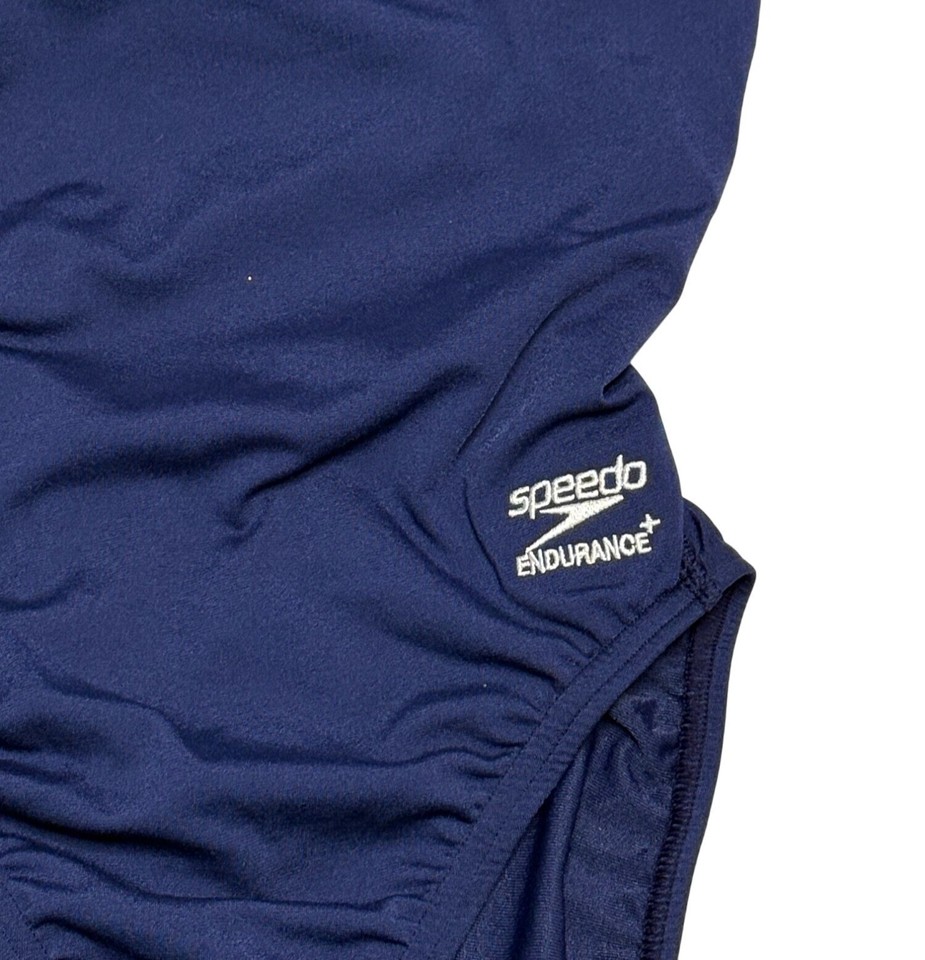 Speedo Endurance Thin Strap Swimsuit One Piece Racing Cut Flyback Blue ...