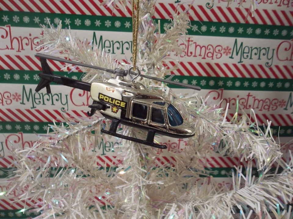 POLICE HELICOPTER CHRISTMAS ORNAMENT POLICE CHOPPER CHROME LOOK | eBay
