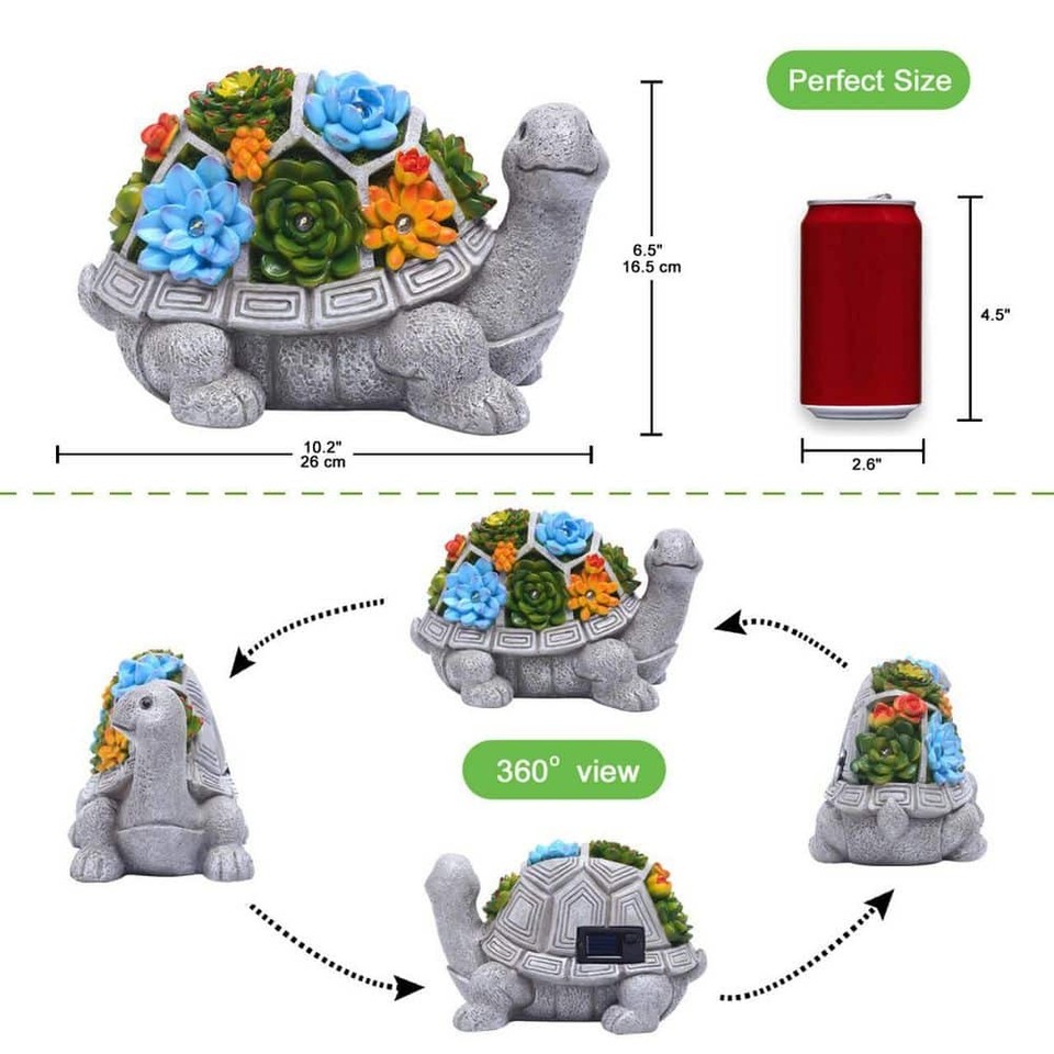 Solar Garden Outdoor Statues Turtle-Lawn Decor Patio Yard Ornament ...