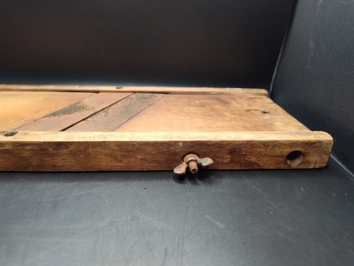 Vintage wooden kraut cabbage cutter slicer board mandolin 2 blade 18.5 ...
