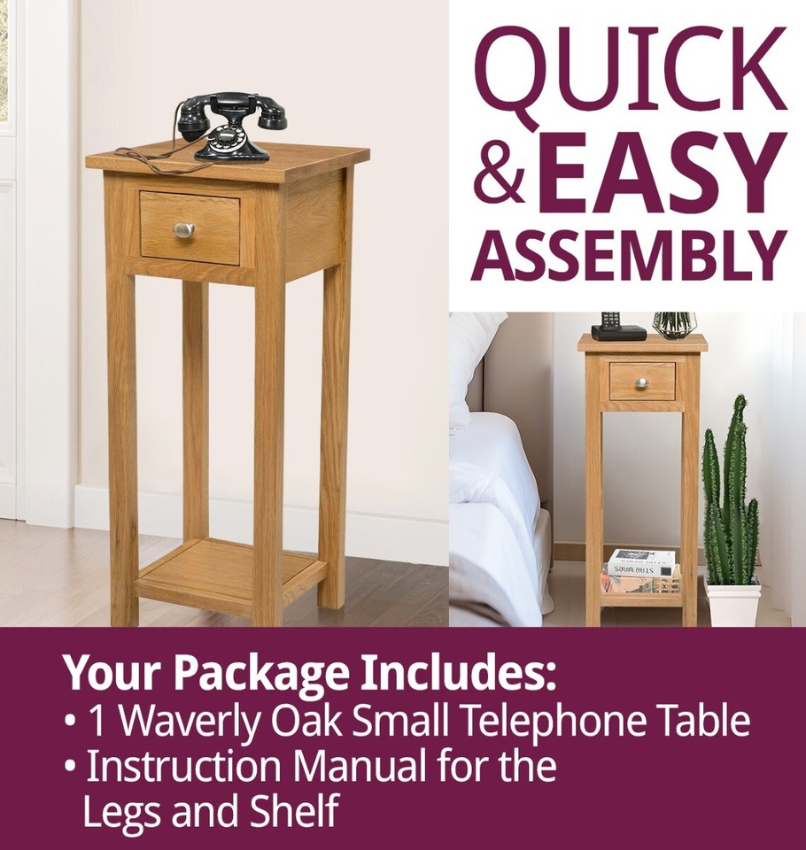 Small Console Table, Solid Wood Telephone Table, Oak Bedside Stand with ...