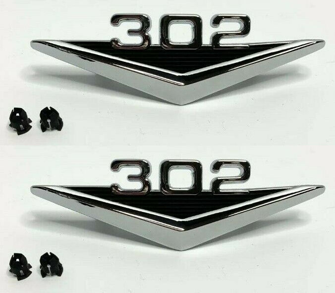 Pair V8 302 Fender Emblems For 1964-1966 Ford Mustang - Chrome | eBay