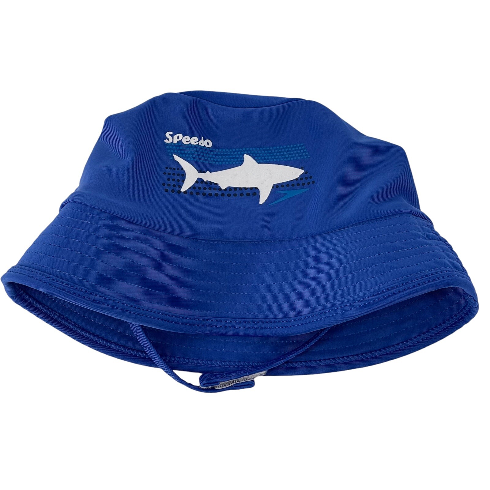 Speedo Bucket Hat Kids L/XL Blue Shark UV 50 Sun Protection Beach Chin ...
