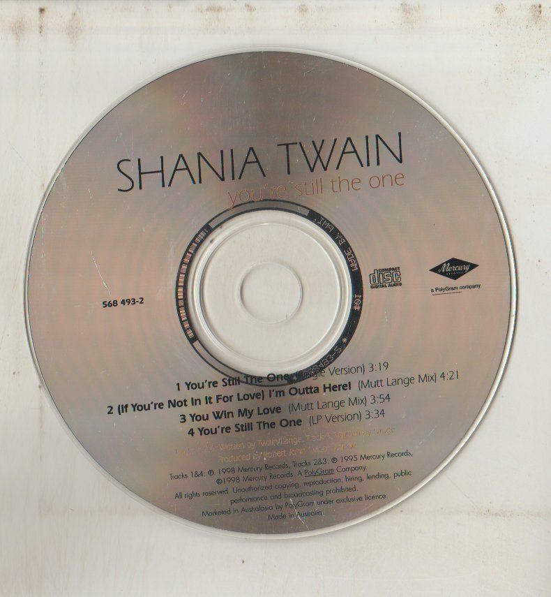 C.D.MUSIC F583 SHANIA TWAIN : YOU'RE STILL THE ONE 4 TRACK SINGLE CD ...