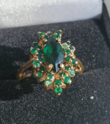 Emerald Cluster Ring, RESCO, doublet, size 6, | eBay