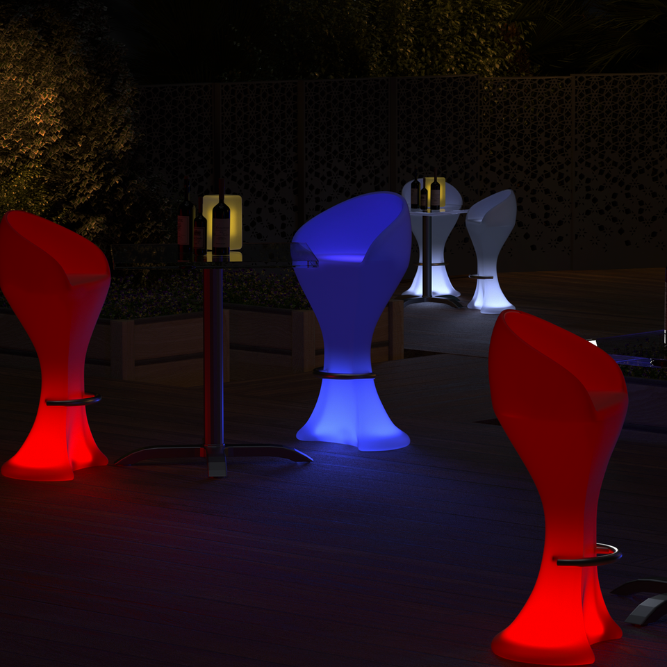 LED Light Up Chair Pub Bar Stool 16 Color Changing Luminous Furniture w ...