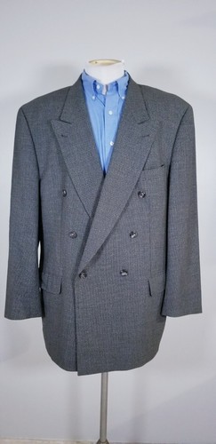 46L Hugo Boss Double Breasted Tooth Check wool Tweed Blazer Jacket ...