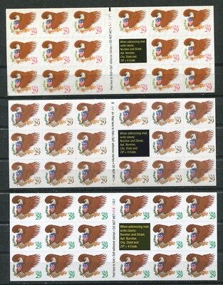 UNITED STATES 1992, "EAGLE & SHIELD", 3 DIFFERENT PANES, Sc 2595a,96a ...
