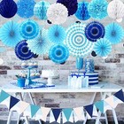 Navy Blue Party Decoration,23Pcs Hanging Paper Fans,Pom Poms Flowers ...