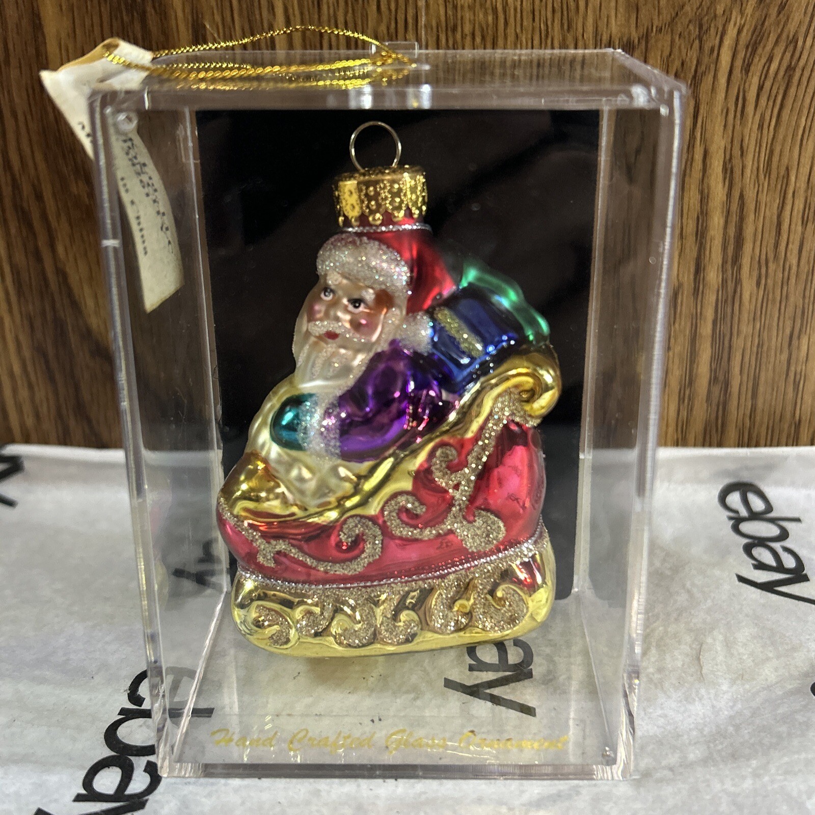 2003 Christmas Santa Clause Hand Crafted Glass Ornament in Case | eBay