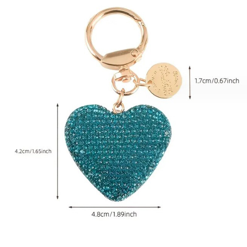 Full Rhinestone Heart Key Chains Women Handbag Pendant Keyring Solid ...