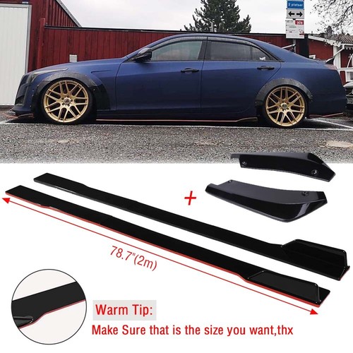 78.7" Side Skirt Extension Lip+Rear Bumper Diffuser For Cadillac CTS V ...